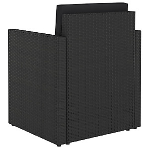 vidaXL Patio Chair with Cushions - Stylish Poly Rattan Outdoor Furniture, Black, Comfortable and Durable for Garden, Balcony and Patio Setting