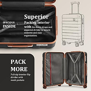 imiomo Carry on Luggage, 20 IN Carry-on Suitcase with Spinner Wheels, Hardside 3PCS Set Lightweight Rolling Travel Luggage with TSA Lock(20"/Black)