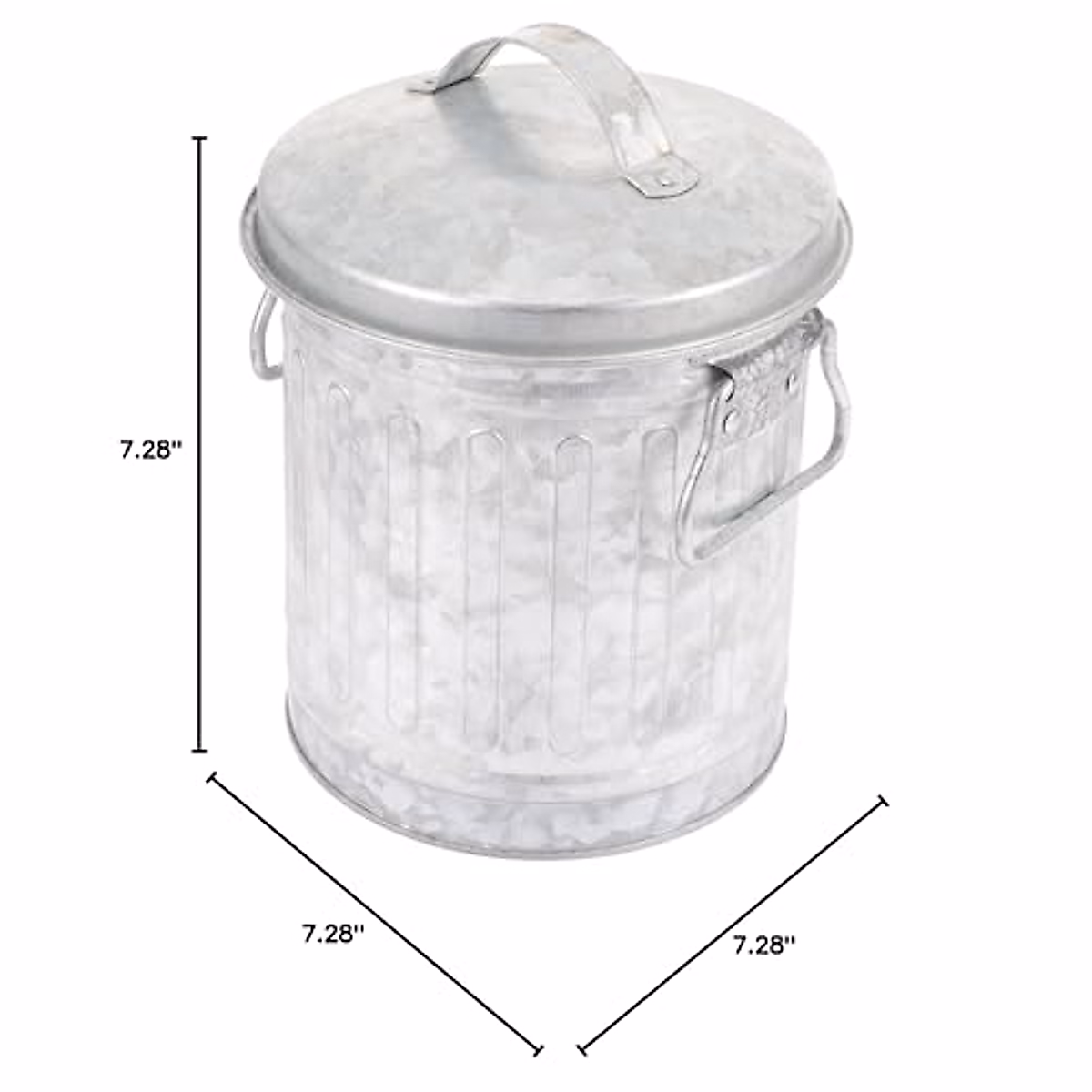 BESPORTBLE Galvanized Trash Can Mini Desktop Wastebasket with Lid and Handle Metal Table Flowerpot Countertop Trash Can Garbage Bin Rubbish Bucket Pencil Holder Pen Cup Makeup Brush Holder A