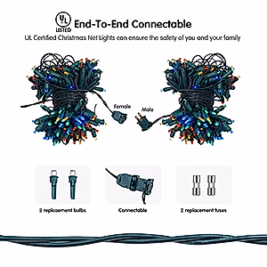 Led Christmas Net Lights Outdoor Christmas Decorations Lights 160LED 4ftx7ft, Connectable Outdoor Indoor Fairy Mesh Net Lights for Christmas Party, Yard, Patio, Tree, Bushes Decorations (Multicolor)