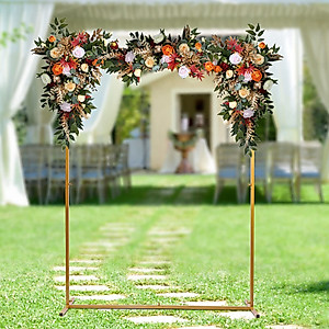 Gold Wedding Arch Backdrop Stand, 6.6FT x 4.9FT Garden Balloon Arch Rack, Square Balloon Backdrop Frame, Metal Wedding Arches, Rectangular Balloon Arch Stand, for Wedding, Ceremony, Anniversary, Party