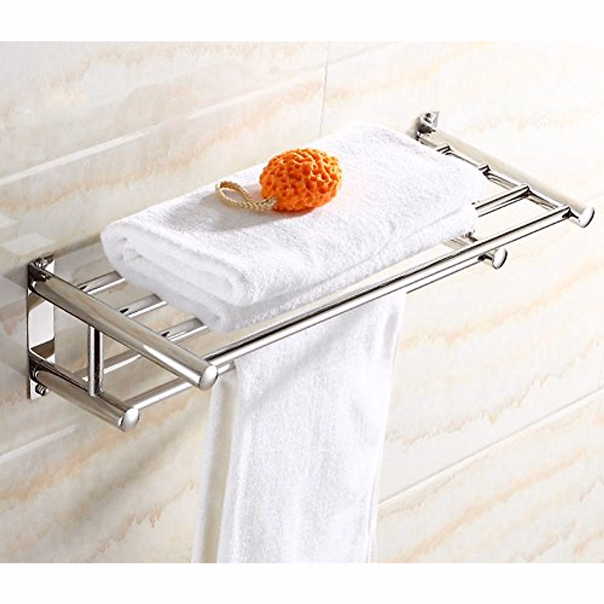 Stainless Steel Double Towel Bar 23 Inch With 5 Hooks ,Bathroom Shelves, Towel Holders Bath ,Towel Rack, Bathroom Shelves