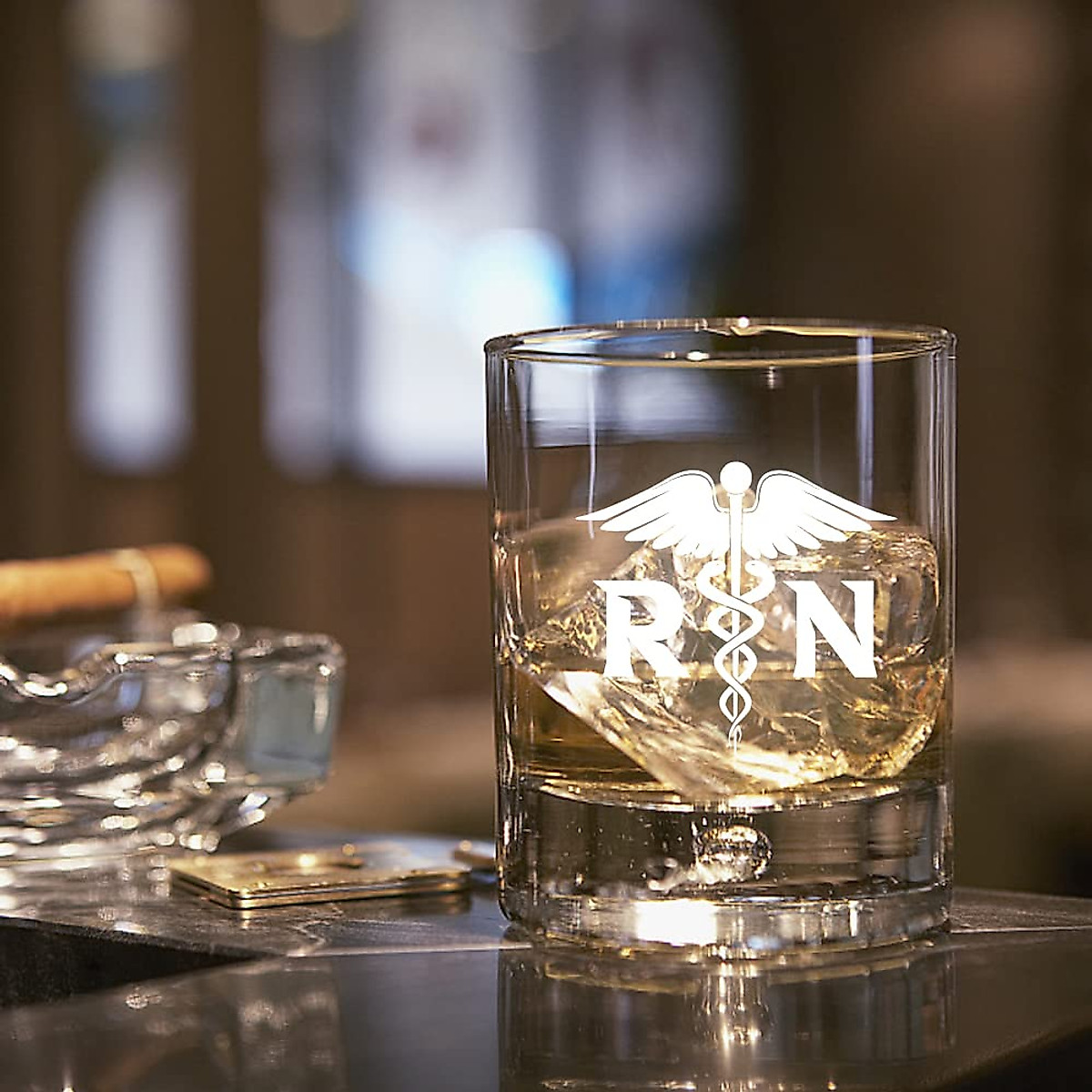 AGMDESIGN Funny Double sided Good Day Bad Day Don't Even Ask RN Registered Nurse Whiskey Glasses Gift Box , Registered Nurse Graduate Gift, Great Gift for Nurses, RN, or Nursing Graduation