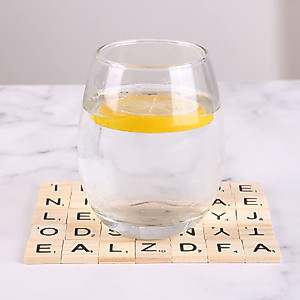 DSYJ Domino & Tile Games, Wood Letter Tiles, Scrabble Letters for Crafts - DIY Wood Gift Decoration - Scrabble Crossword Game Wood Color 400 Pcs