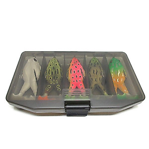 Spotlip 5pcs/Set Double Propellers Frogs Lure Soft Bait Soft Silicone Artificial Fishing Lures Floating Weedless Baits Kit 3.56 inch/13g Topwater Lure (B)