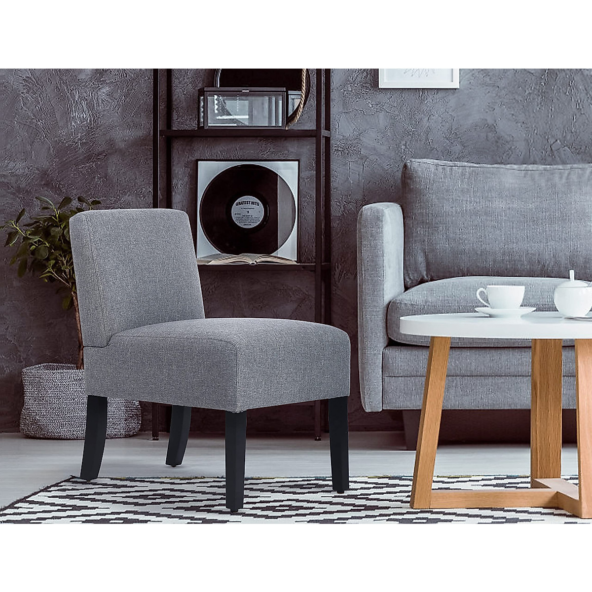 Accent Chair Set of 2, Living Room Chair, Small Chair for Bedroom, Accent Chairs for Living Room Office, Small Modern Armless Accent Chair, Side Bedroom Chairs with Thick Sponge Cushion, Grey