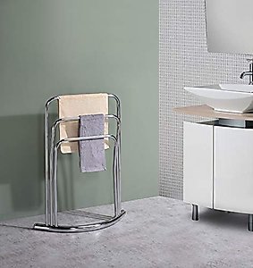 King's Brand Furniture-Kenneth Metal 3 Tier Freestanding Bathroom Towel Rack Stand, Chrome