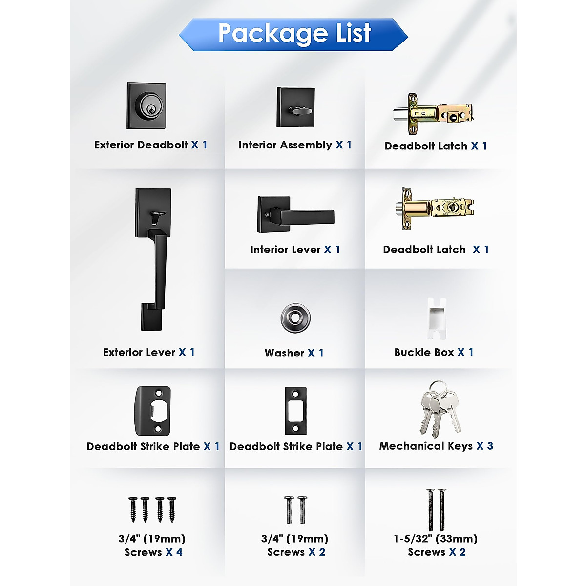 ELAMOR Front Door Handle with Deadbolt Set, Oil Rubbed Bronze, Adjustable Latch, Easy Installation, Durable Zinc Alloy, Modern Style