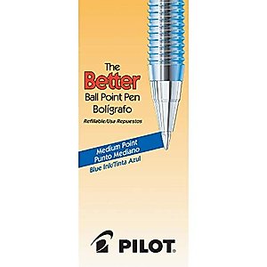 Pilot, 36711, Better Stick Ballpoint Pen, Medium 1mm, Blue Ink, Translucent Blue Barrel, Dozen