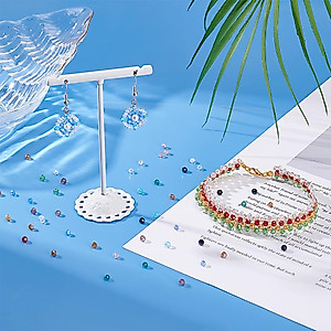 PH PandaHall Briolette Glass Beads Faceted 3mm, 1200pcs 12 Colors Crystal Czech Glass Seed Beads Electroplate AB Color Mini Spacer Loose Beads for Earring Bracelet Necklace Jewelry DIY Craft Making