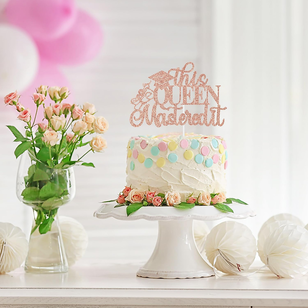 RLXPT She Mastered That Cake Topper, This Queen Mastered It Cake Decorations, Master Degree Survivor, Class of 2025 Graduation Party Decorations