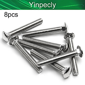 Yinpecly 8Pcs M8×60mm 1.25mm Pitch Length 304 Stainless Steel Round Domed Head Square Neck Carriage Bolts Silver Tone