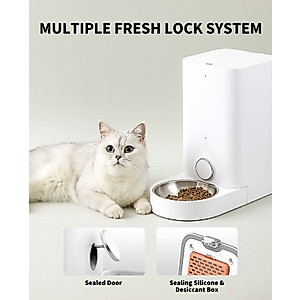 PETKIT Automatic Cat Puppy Feeder with Stainless Steel Bowl, App Control, 10 Portions,10 Meal Plans per Day, Low Food LED Indicator Pet Smart Feeder for Small Animals, Auto Pet Food Dispenser