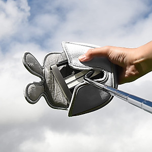 BIG TEETH Golf Head Covers Mid Mallet Putter Cover Fit for Odessey Backstryke Center Shaft Putter (White)