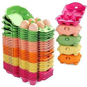 AEIMIJPQ Egg Cartons for Chicken Eggs 30 Pack, Reusable Colorful Egg Cartons Bulk 6 Count Recycled Eggs Holder, Easter Decoration Crafts Gifts for Egg DIY