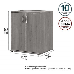 Bush Business Furniture Universal Floor Storage Cabinet with Doors and Shelves, Platinum Gray