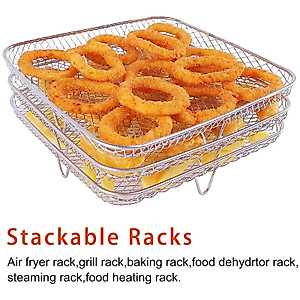 Tnfeeon 3 Layer Fryer Grilling Rack, Stainless Steel Stackable Cooling Rack for Baking Cooking Grilling