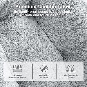 OAKHAM Comfy Saucer Chair, Foldable Faux Fur Lounge Chair for Bedroom and Living Room, Flexible Seating for Kids Teens Adults, X-Large, Gray