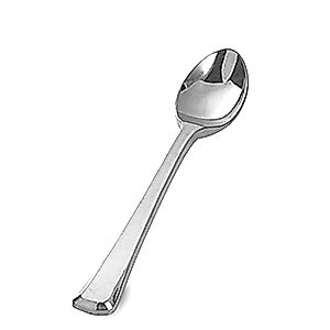 Zappy 100 Silver Plastic Mini Spoons 3.75" Plastic Spoon Small Spoon Great Dessert Spoon or Ice Cream Spoon Disposable Plastic Spoons Mini Tasting Spoons Dessert Spoons Appetizer Spoons Silver Spoon