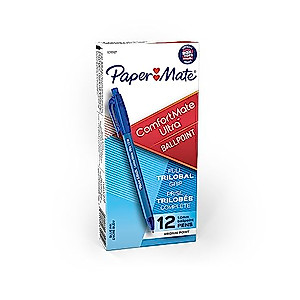 Paper Mate 6310187 ComfortMate Retractable Ballpoint Pens, Medium Point, Blue, 12 Count