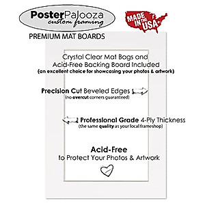 Pack of Ten Acid Free 16x20 Mats Bevel Cut for 13x15 Photos - Black Suede Precut Matboards With Backing Boards and Self Seal Photo Mat Bags For Pictures, Photos, Framing - 4-ply Thickness