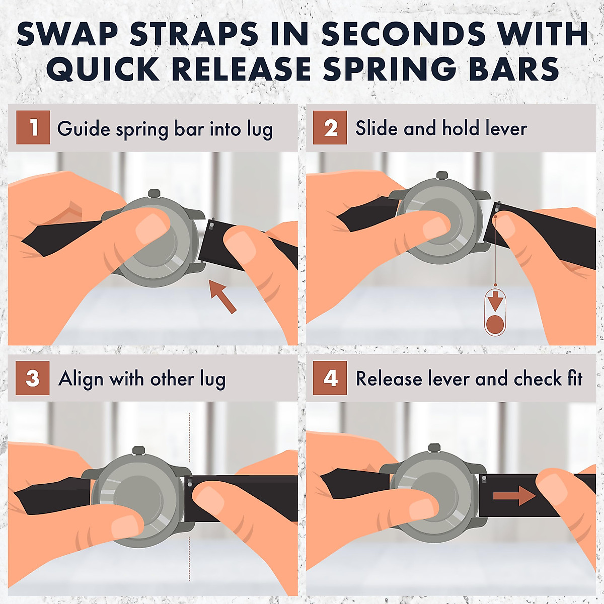 Benchmark 20mm Oxblood Red Leather Watch Band - Quick Release Crazy Horse Leather Watch Strap - 20mm Leather Watch Band (20mm, Oxblood)