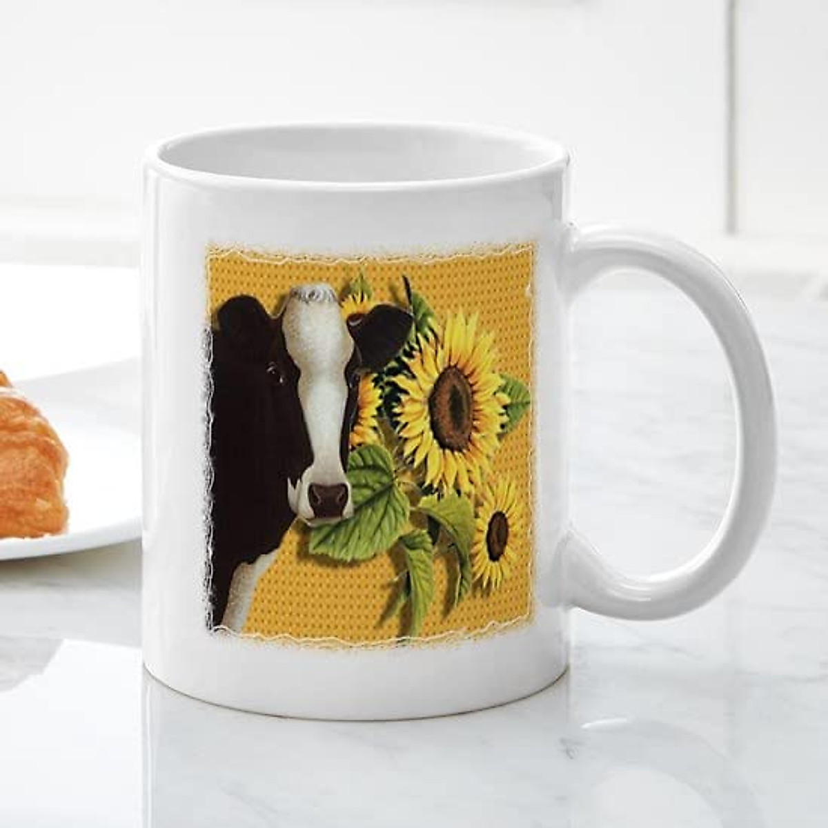 CafePress Cow With Sunflowers Mug Ceramic Coffee Mug, Tea Cup 11 oz