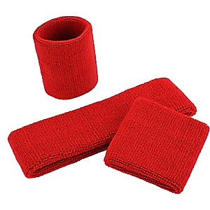 ONUPGO Sweatband Set Sports Headband Wristband Set Sweatbands Terry Cloth Wristband Wrist Sweatband Headbands Moisture Wicking Sweat Absorbing Head Band