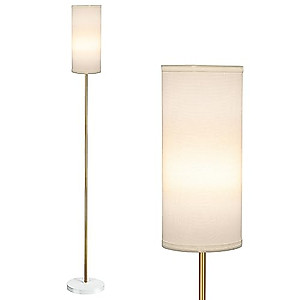BoostArea Floor Lamp for Living Room with 3 Color Temperatures Bulb, Modern Floor Lamps, Classic Tall Lamp for Office, Standing Lamps for Bedroom, Kids Room, Study(9W LED Bulb, White Linen Shade)