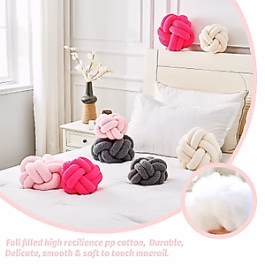 Uvvyui Knot Pillow Ball, Soft Pink Home Decor Knotted Pillows, Handmade Round Plush Throw Pillow, Aesthetic & Cute Large Decorative Pillows for Bed, Floor, Couch, Bedroom Home Decor 8 inches