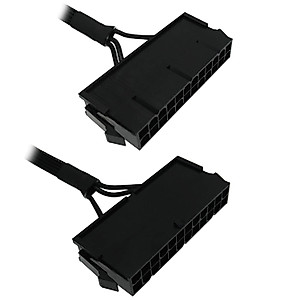 COMeap ATX Power Jumper Cable, 24 Pin ATX Red LED Power On/Off Switch Bridge Adapter Braided 21.5-inch(55cm)