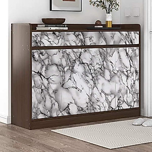 Yancorp 16"x394" White and Black Contact Paper Easily Removable Countertops Black and White Marble Wallpaper Self-Adhesive Peel and Stick Backsplash Vinyl Kitchen(White Black, 11.8"x120")