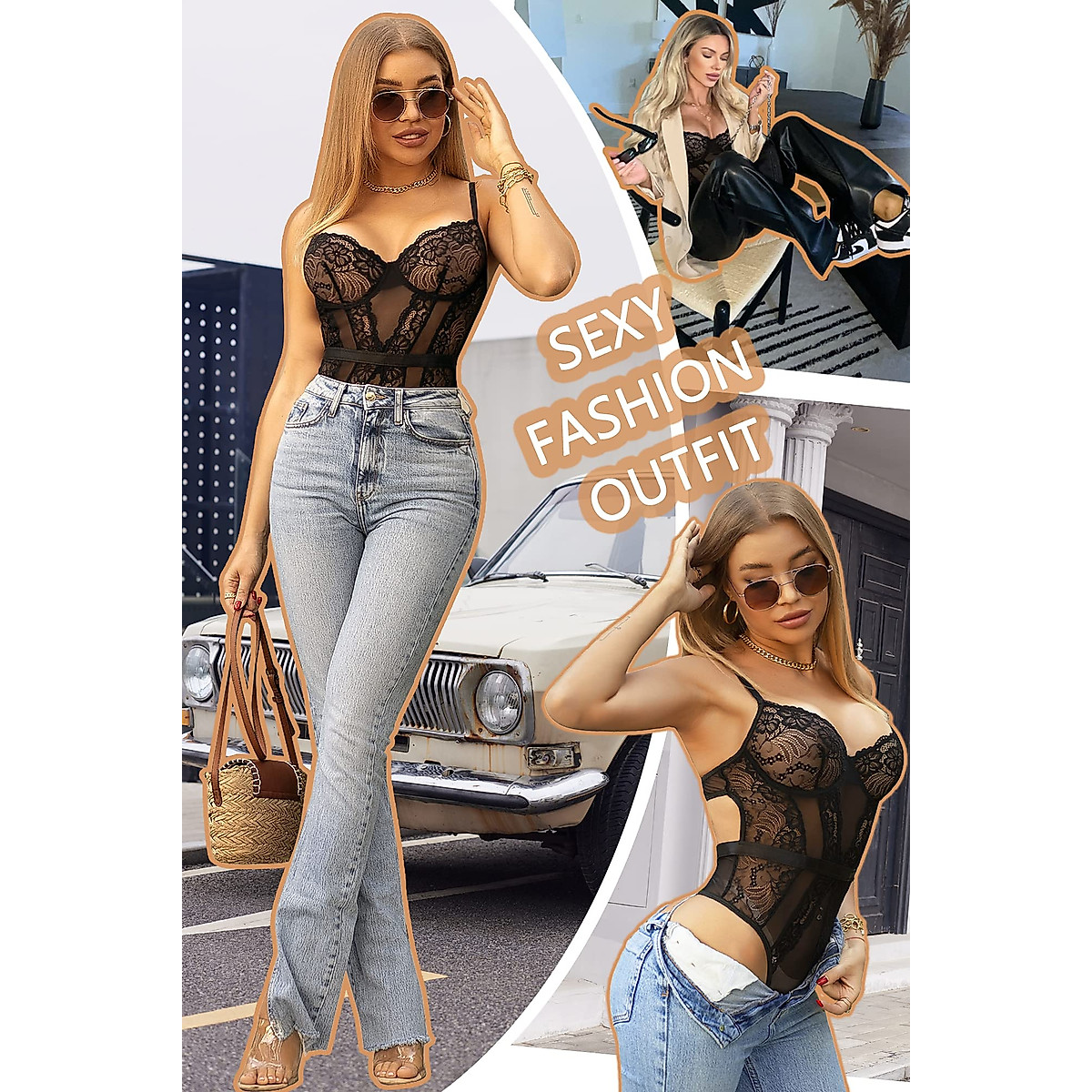 Avidlove Women Lingerie Bodysuit Lace Teddy Snap Crotch V Neck Cut Out One Piece Babydoll Underwire