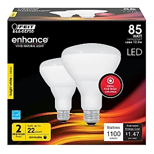 Feit Electric BR30 LED Light Bulb, 85W Equivalent, Dimmable Floodlight, E26 Medium Base, CRI 90, 1100 Lumens, 3000K Bright White, 22-Year Lifetime, BR30DMHO/930CA/2, 2 Pack