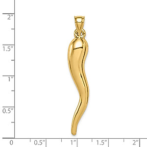 14k Yellow Gold Cornicello Italian Horn Protection Pendant Charm