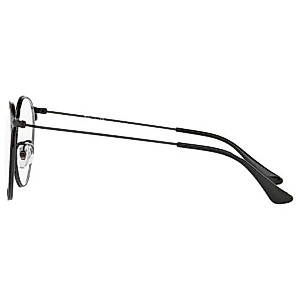 Ray-Ban RX6378F Low Bridge Fit Round Prescription Eyeglass Frames, Matte Black On Black/Demo Lens, 51 mm