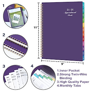 2023 Weekly Appointment Book & Planner - 2023 Daily Hourly Planner with Twin-Wire Binding, 8" x 10", Appointment Book from January 2023- December 2023, Hourly Interval, Lay - Flat, Round Corner, Thick Paper - Purple