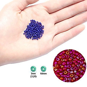 Ybxjges 42000Pcs 2mm Glass Seed Beads 12/0 Small Tiny Beads Kit with 150Pcs Alphabet Letter Beads Pendants Charms Jump Ring Elastic String for DIY Bracelets Necklace Jewelry Making Supplies