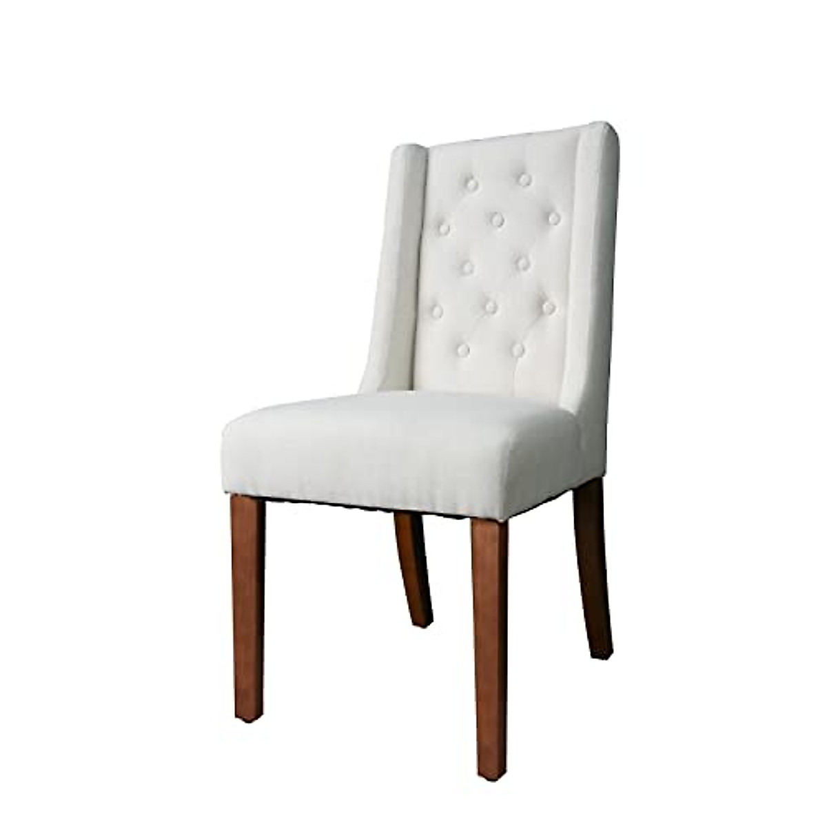 Morhome Upholstered Dining Set of 2 Elegant Tufted Fabric Parsons Chair with Solid Wood Legs, White