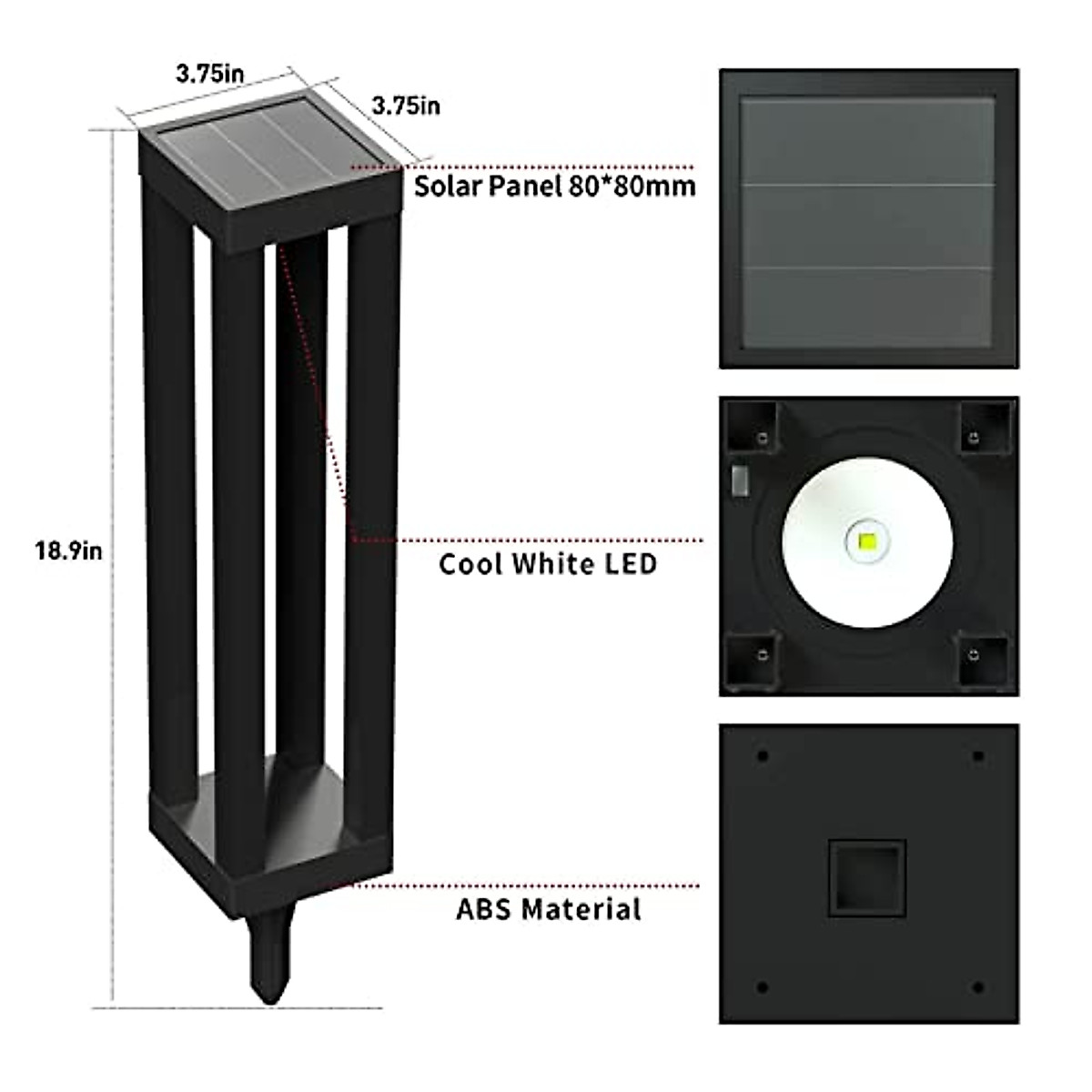 Solar Pathway Lights Outdoor Waterproof 19", 4 Pack Outdoor Floor Lamps Stainless Steel Decorative, Solar Path Lights for Walkway Pathway Yard Garden Patio Driveway
