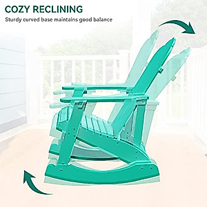 YITAHOME Outdoor Rocking Adirondack Chair Set of 2, Heavy Duty Plastic Rocking Chairs with Rotatable Cup Holder, Oversized Rocker Chair for Garden Lawn Yard Patio Deck Pool Porch Beach Fire Pit
