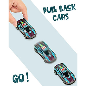 Vileafy 34 Cool Party Favors for Kids Goodie Bags Stuffers- Metal Pull Back Race Cars 3" for Kids Birthday Party Favors, and Carnival Prize for Toddlers 3-5 Years Old
