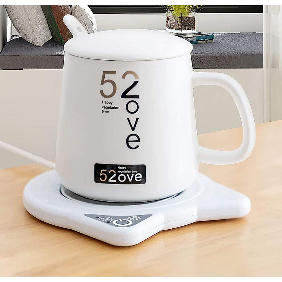 USB Coffee Mug Warmer, Coffee Cup Warmer for Desk Electric Cup Warmer Plate Tea Milk Candle, Beverage Warmer Heated Plate for Office Home Use and Best Gift for Coffee Lovers(Up to 131F/55C)