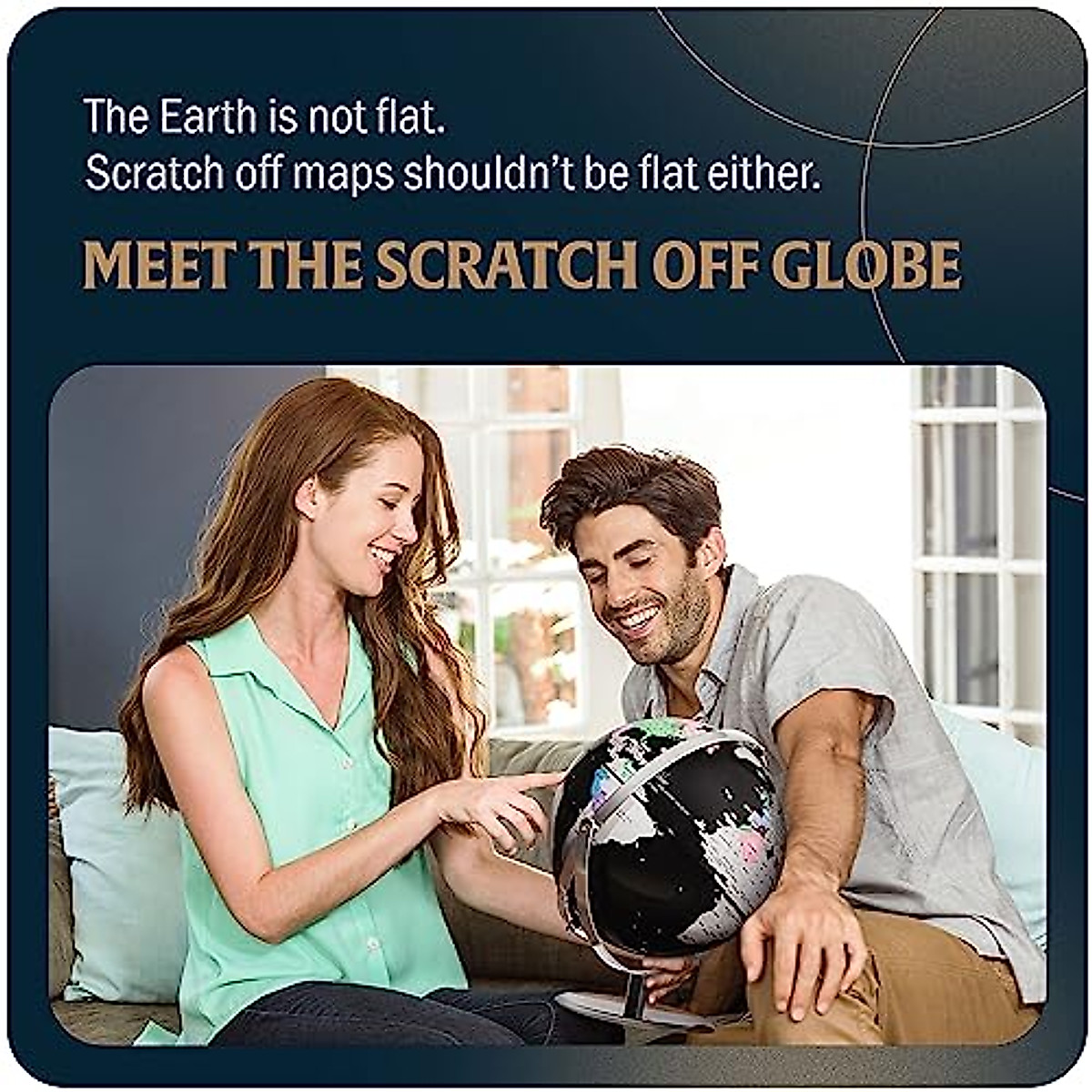 Scratch Off World Globe with Stand for Home and Office Decor | 10” Sphere Earth Globes with Scratchable Foil | A Unique Travel Gift for Travelers | World Map Desktop Globe | Travel Map Scratch Map (Globe - Black & Silver)