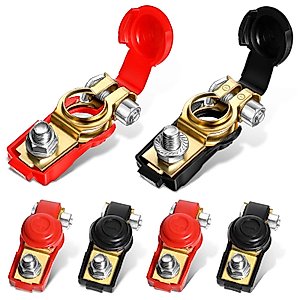 Frienda 6 Pcs Car Copper Battery Terminal Clamps Connectors Quick Release Battery Terminals Clamps Negative and Positive, 12v/ 24v/ 48v Compatible with Boat Truck Car Van