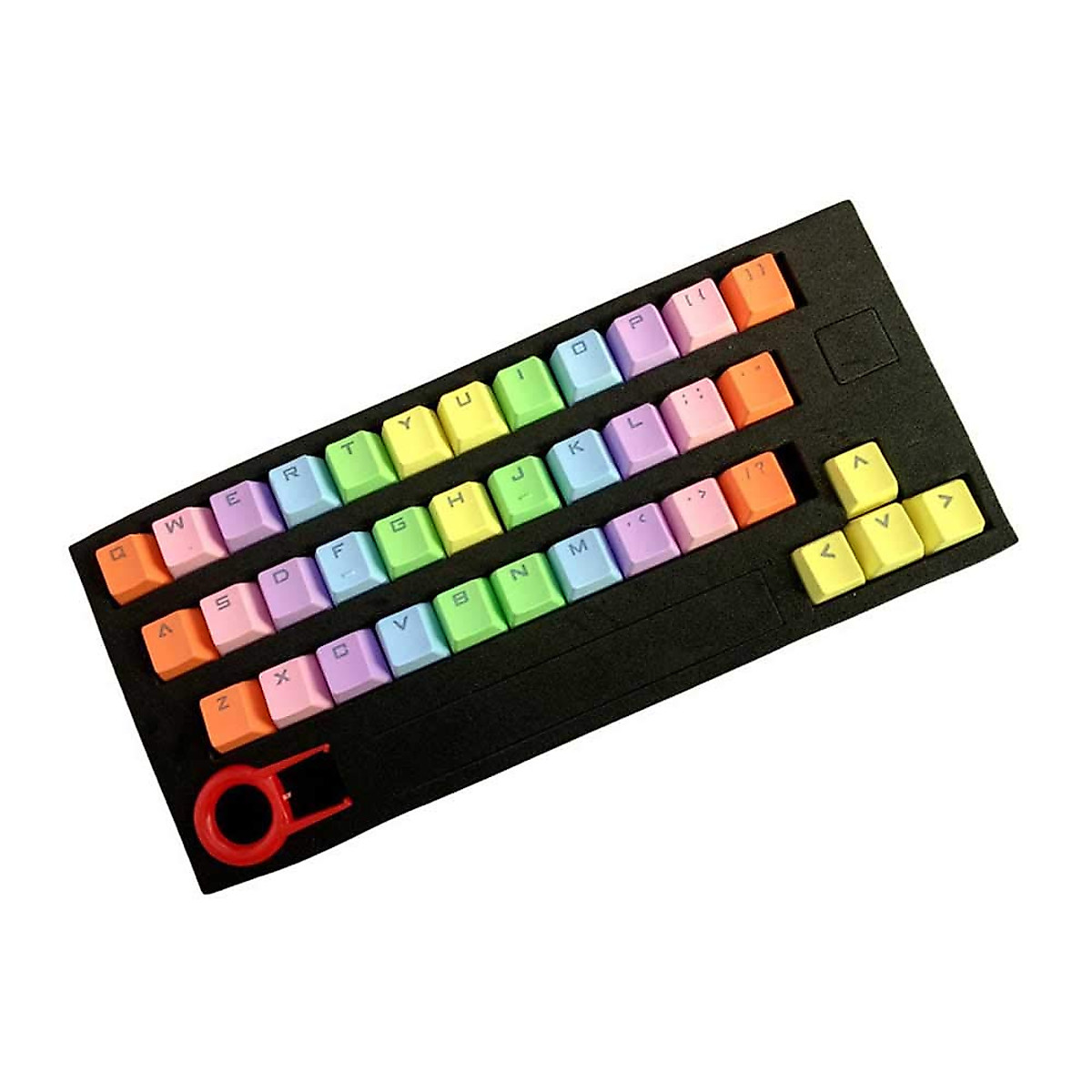 Mworld2 37 Keys PBT Key caps Colorful Gaming Backlit Keycaps Set with Key Cap Remover for Standard Mechanical Gaming Keyboard with Key Puller Rainbow Gradient Color