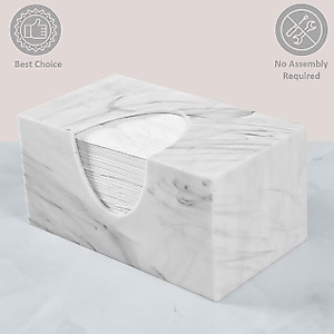 Tissue Box Cover Rectangle - Tissue Box Holder Rectangular - Compatible with Puffs - Acrylic Marble Bathroom Accessories Decor