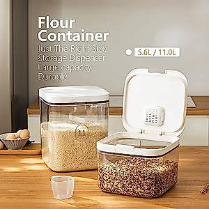 LivLab Flour Container 20LBS - 10 L /10.5 QT /10 KG - Rice Container Storage Food Grain Container Bins Household for Kitchen Pantry Organization (11L)