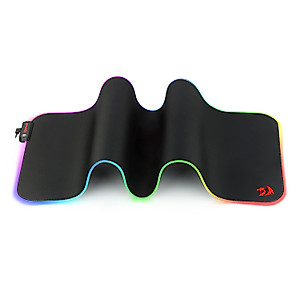 Redragon RGB LED Large Gaming Mouse Pad Soft Mat with Nonslip Base, XL Size with Stitched Edges for PC Gamer (31.5 x 11.8 x 0.16 inches)