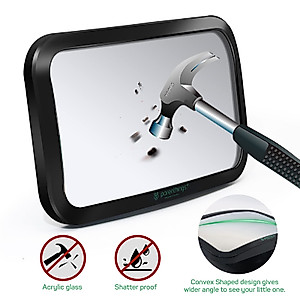 Parenthings® Baby Car Mirror for Back Seat Rear View Monitor-Super Clear Wide View with Acrylic 360° Rotatable Pivot-100% Shatterproof and Stable-Universal Fit Classic Black